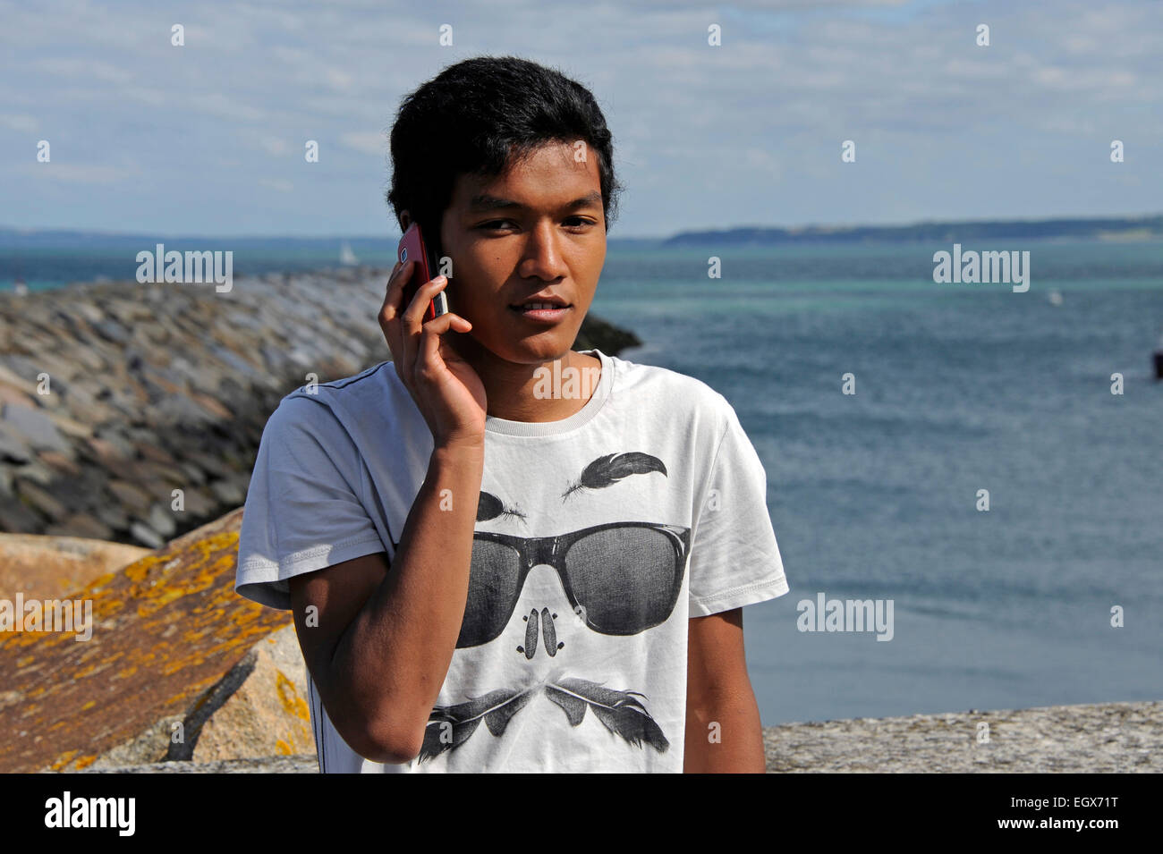 Boy calling, teenager, sixteen old Stock Photo - Alamy