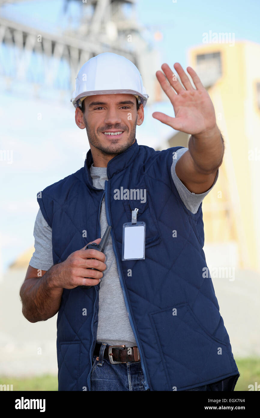 Foreman performing stop gesture Stock Photo - Alamy