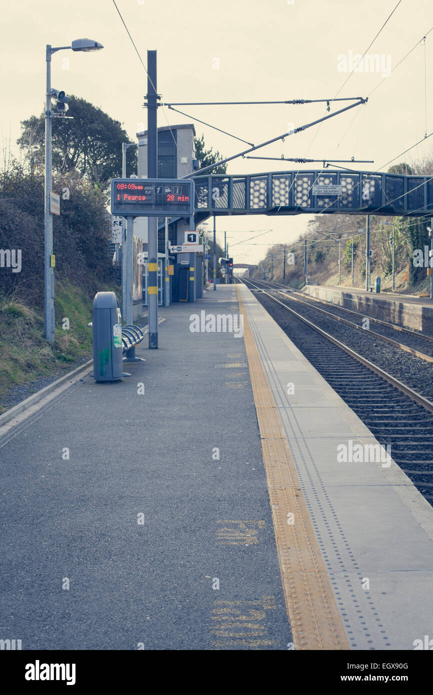 Train stop and train tracks Stock Photo - Alamy