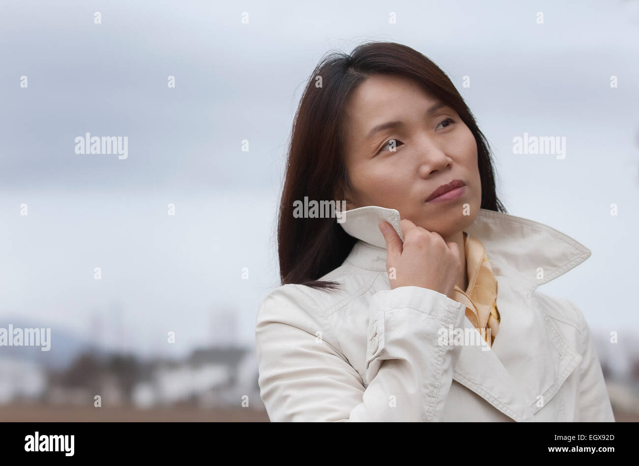 Woman on a dreary day Stock Photo - Alamy