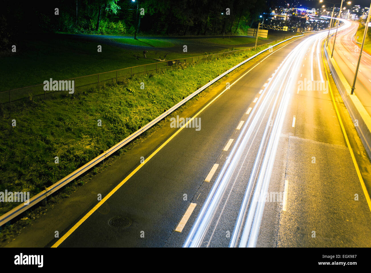 Light trails on highway Stock Photo - Alamy