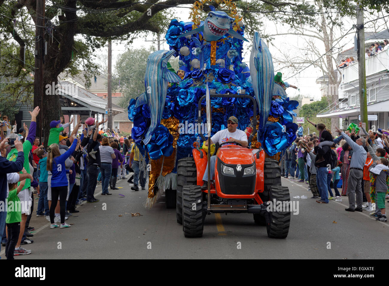 Shark Float, Parade, Mardi Gras 2015, New Orleans, Louisiana, USA Stock ...