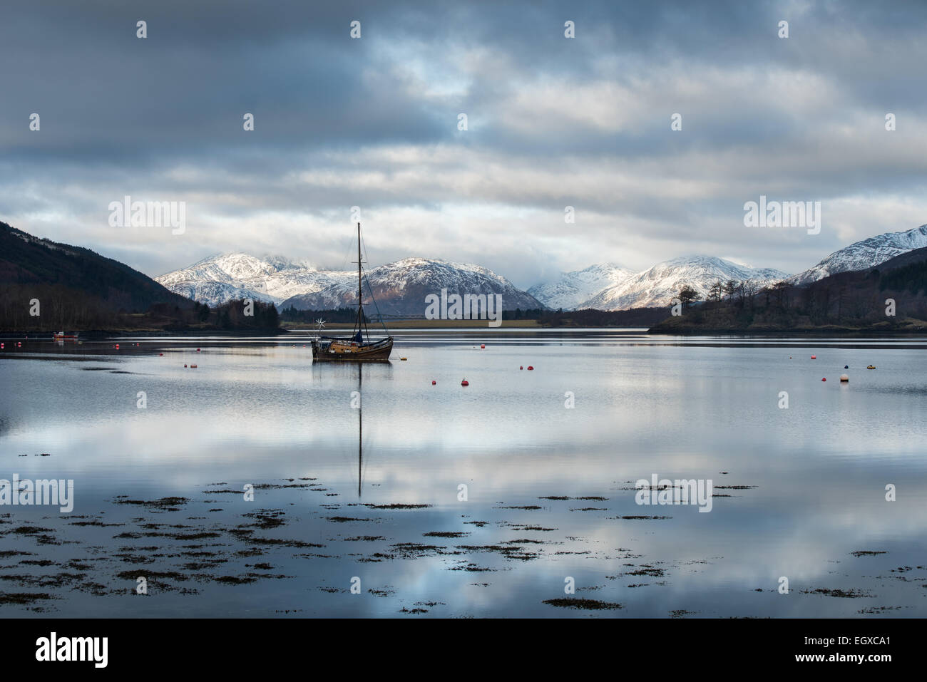 loch leven, glencoe, scotland and beautiful early morning light Stock ...