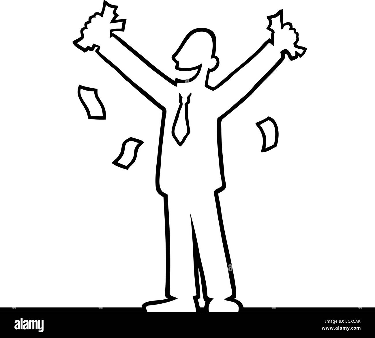 Cartoon illustration happy rich man Black and White Stock Photos ...