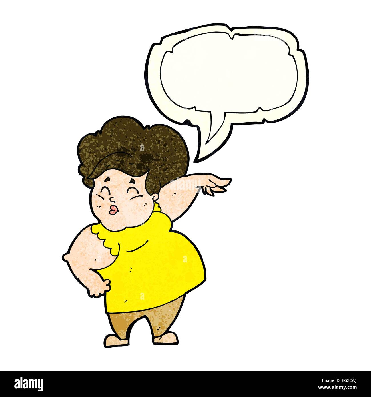 cartoon happy overweight lady with speech bubble Stock Vector Image ...
