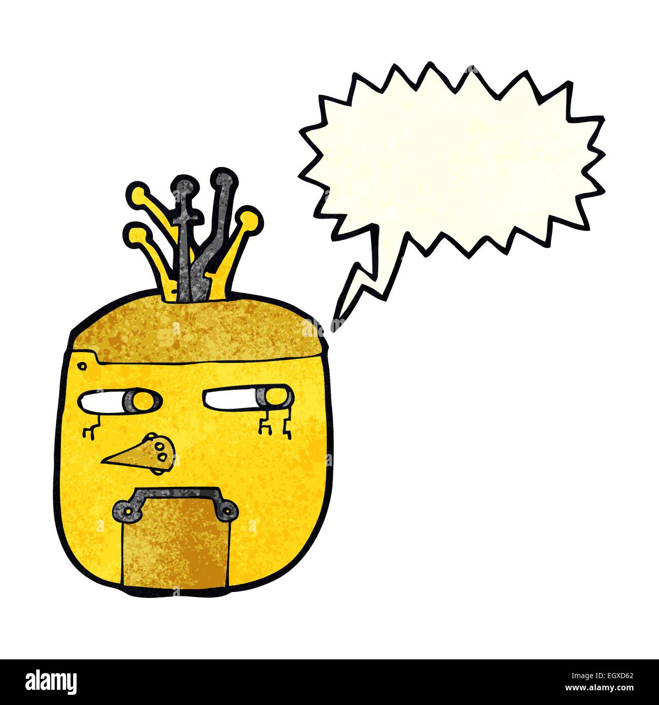 cartoon gold robot head with speech bubble Stock Vector Image & Art - Alamy
