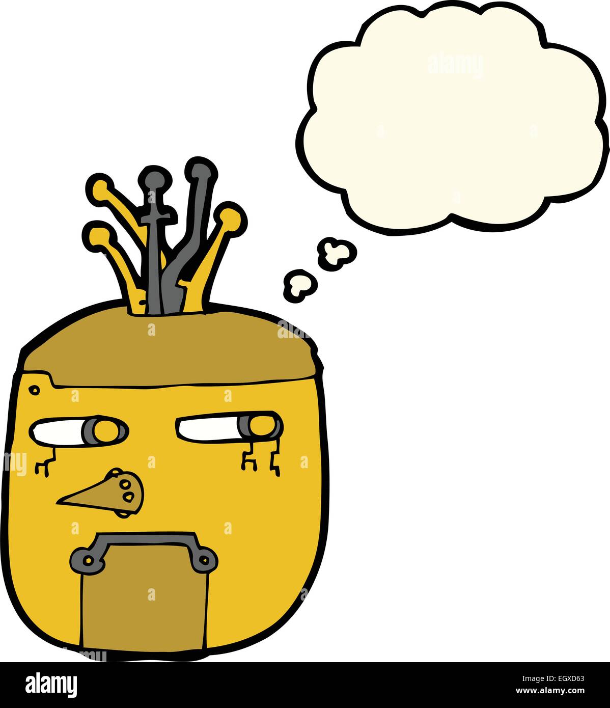 cartoon gold robot head with thought bubble Stock Vector Image & Art ...
