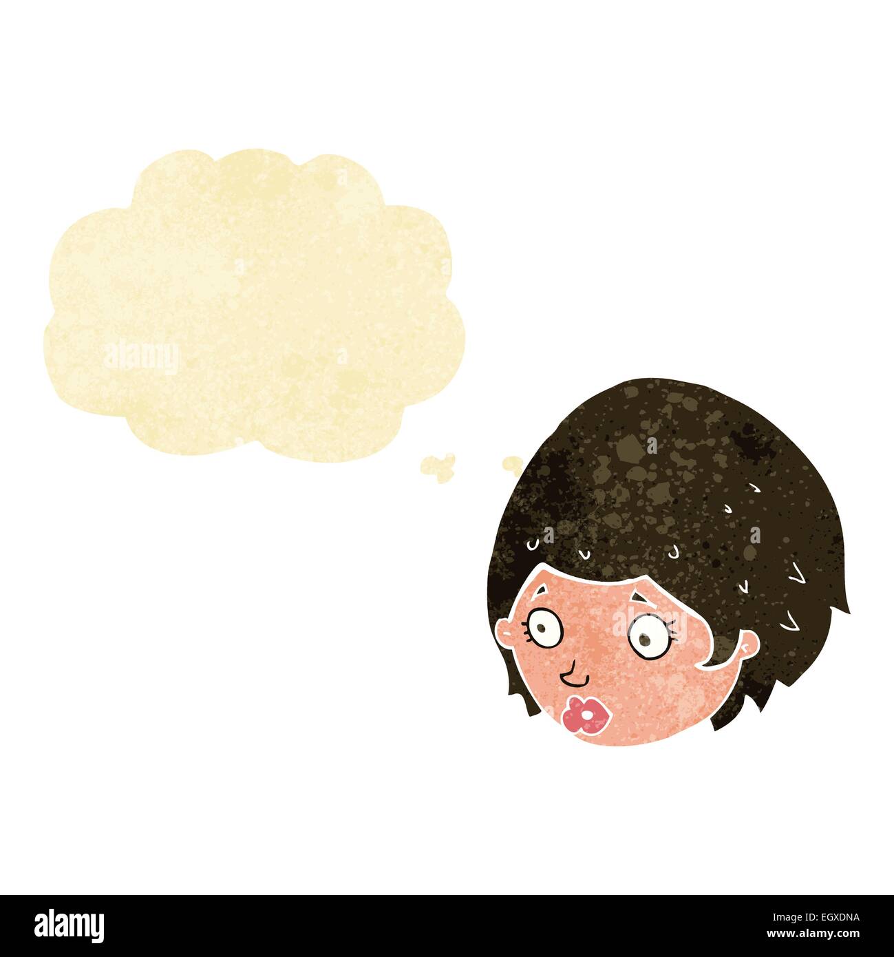 cartoon girl with concerned expression with thought bubble Stock Vector ...