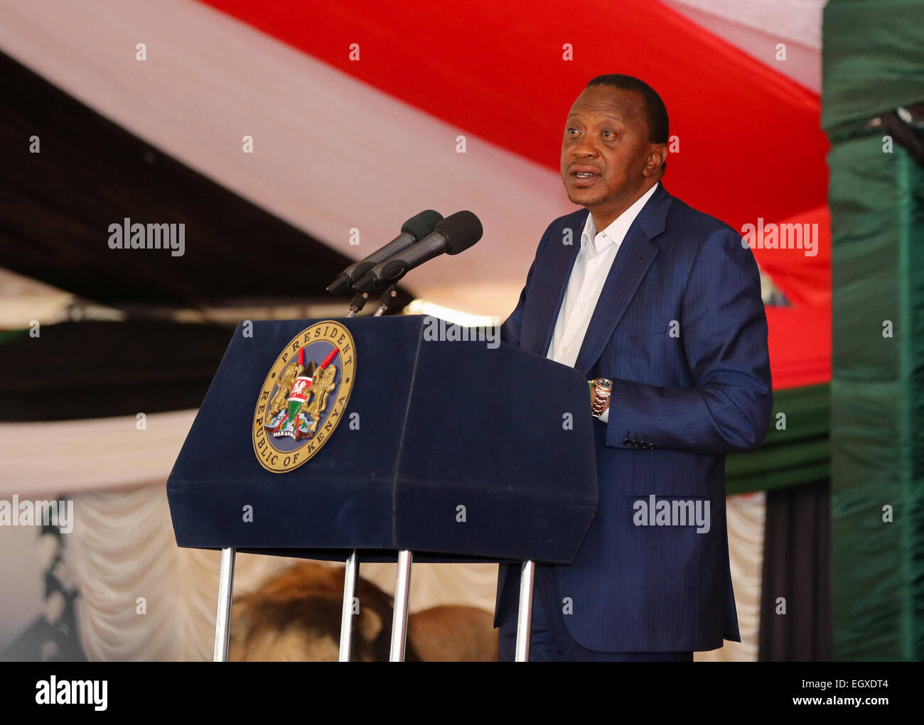 Nairobi, Kenya. 3rd Mar, 2015. Kenyan President Uhuru Kenyatta delivers ...