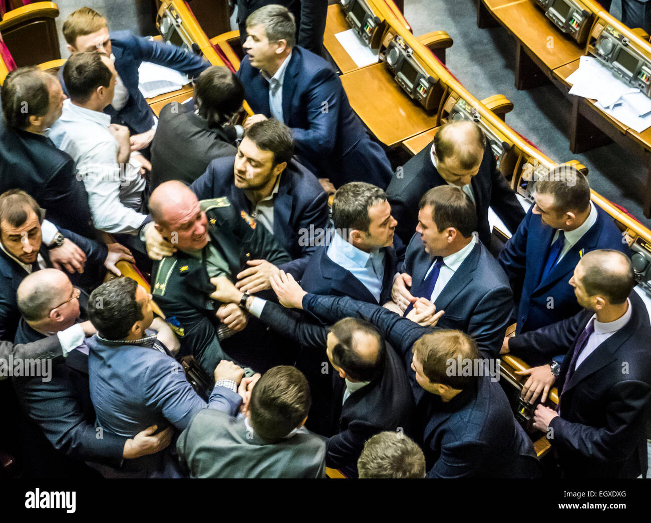 Kiev, Ukraine. 03rd Mar, 2015. In the hall of the Verkhovna Rada after ...