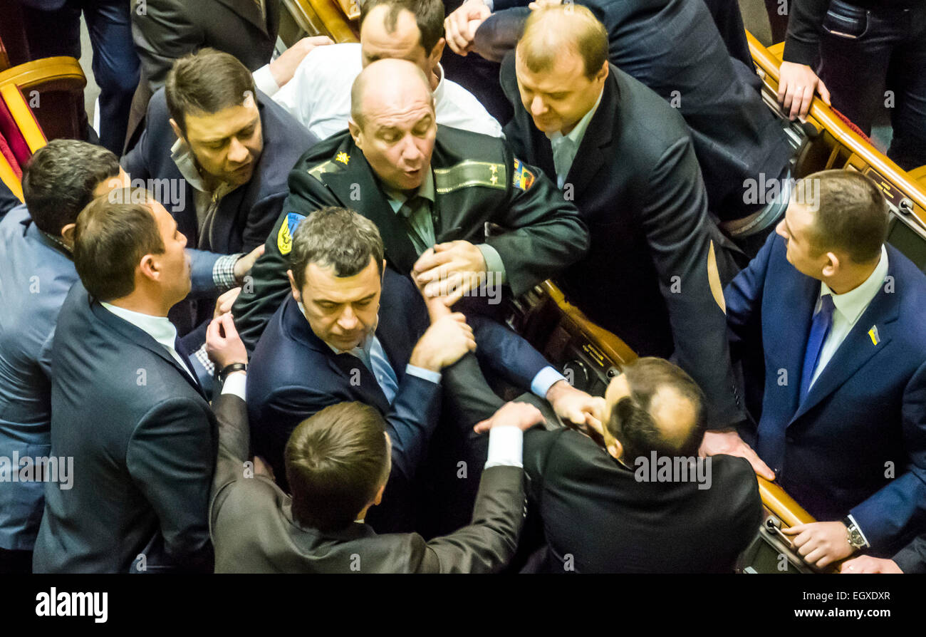 Kiev, Ukraine. 03rd Mar, 2015. In the hall of the Verkhovna Rada after ...