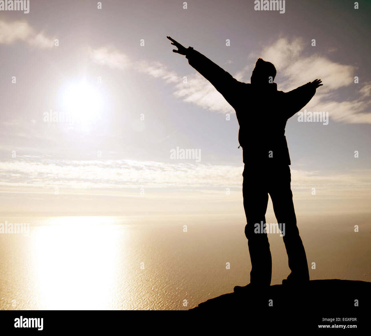 Silhouette of man and Sun. Element of design Stock Photo - Alamy