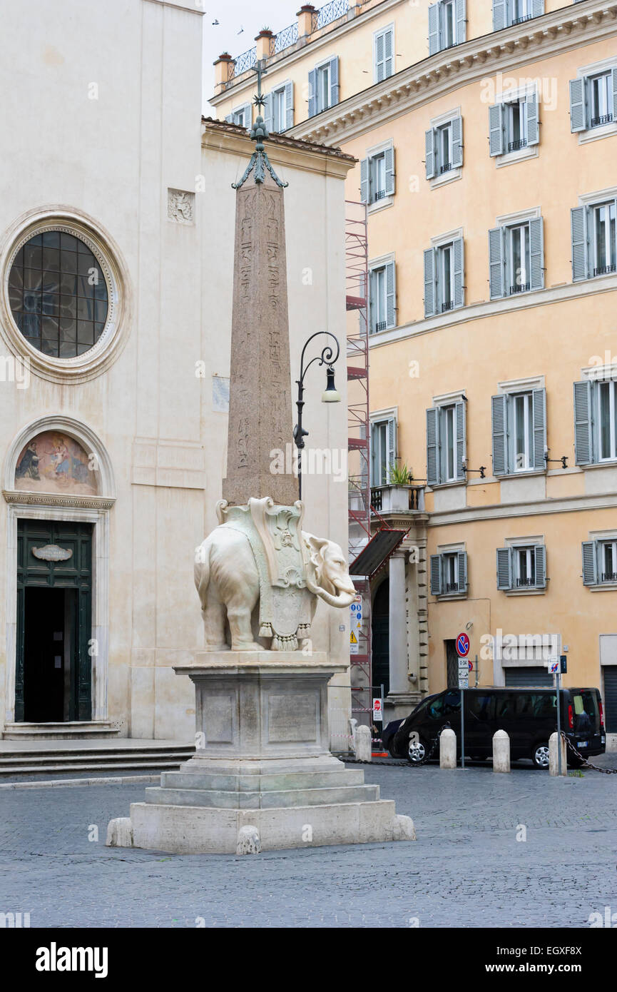 Elephant and Obelisk sculpture designed by artist Gian Lorenzo Bernini ...