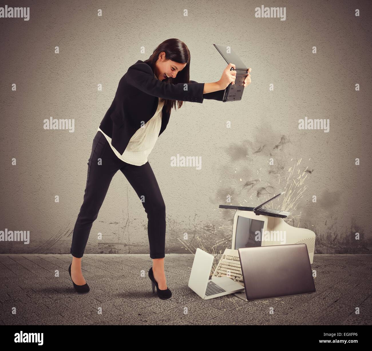 Angry businessman at woman hi-res stock photography and images - Alamy