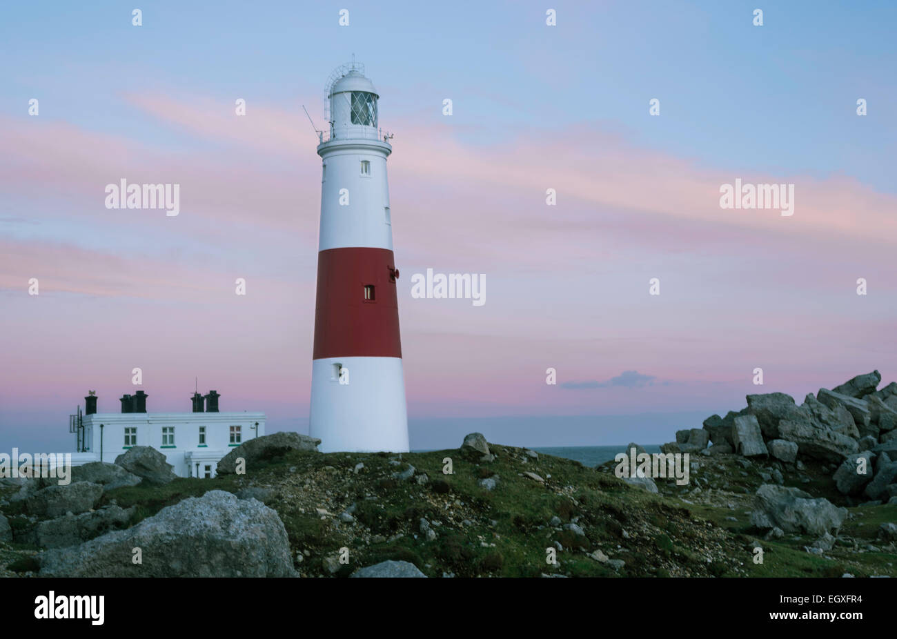 Portland Bill lighthouse and Sunset Stock Photo - Alamy