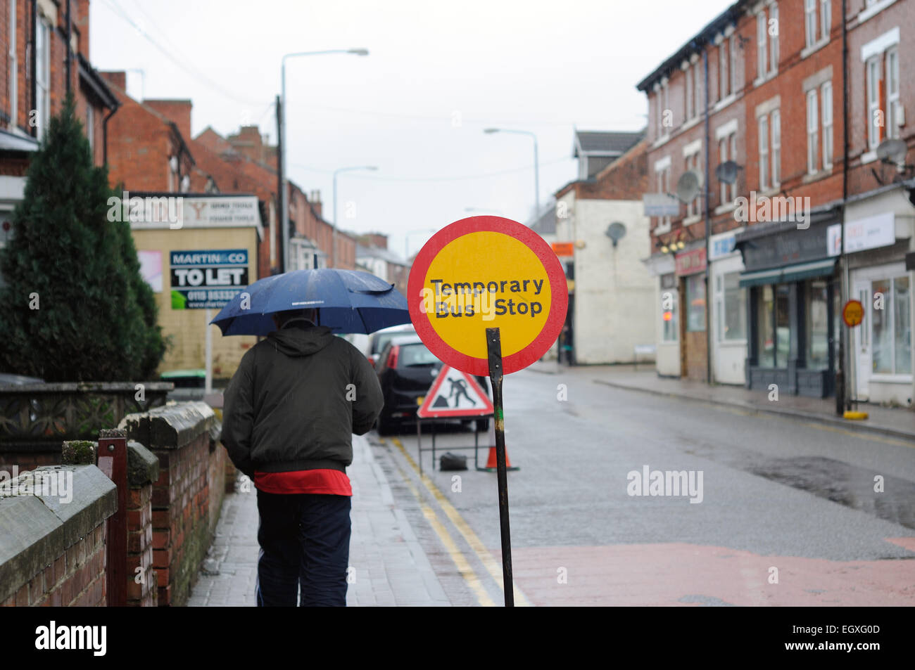 Temporary bus stop sign hi-res stock photography and images - Alamy