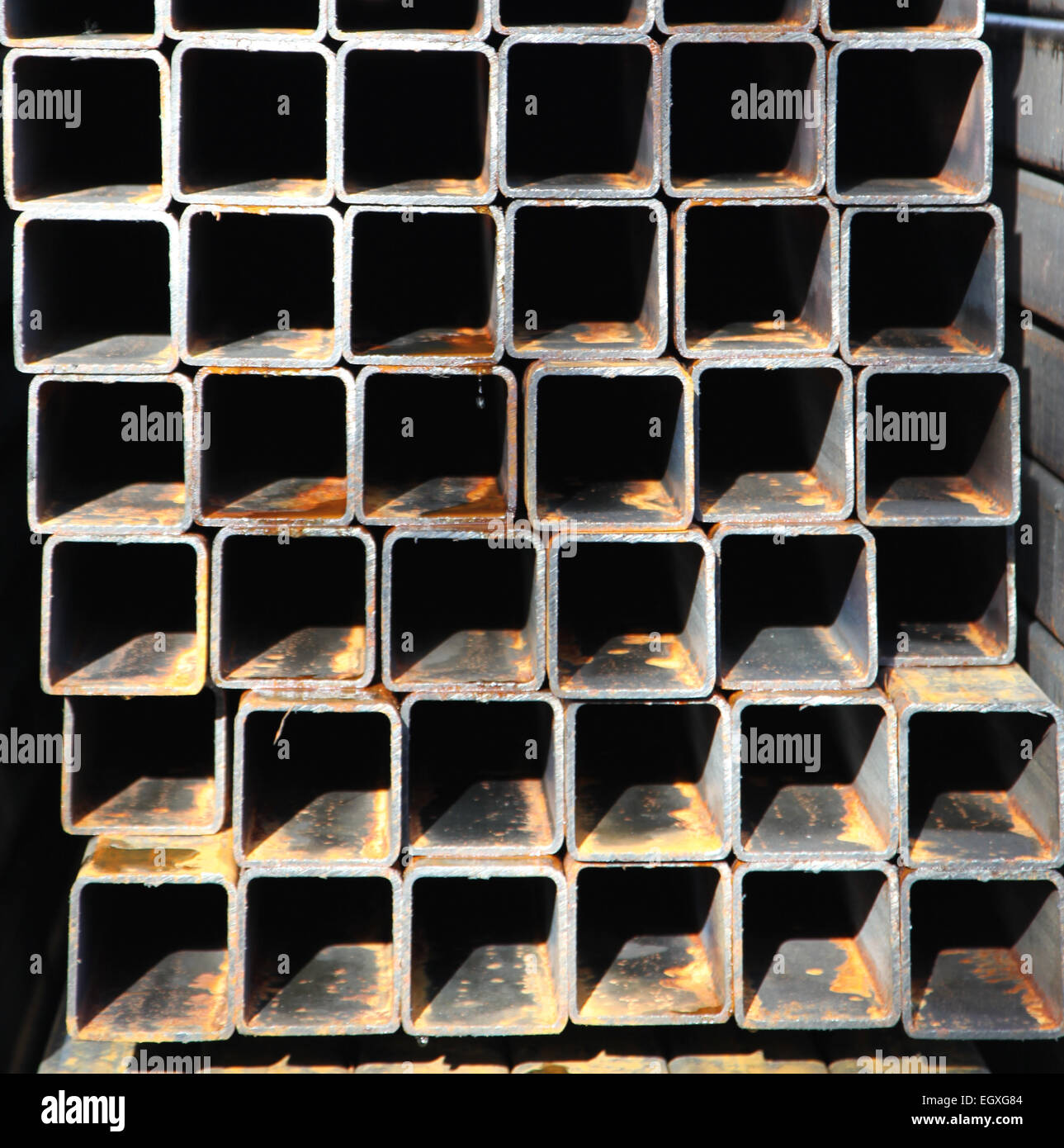 metal profile square tube for use in structures, warehouse Stock Photo ...