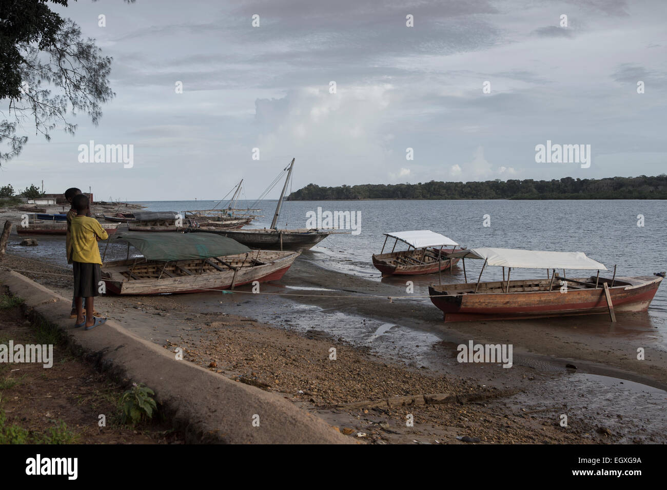 Boats at the harbor - Pangani, Tanzania, East Africa Stock Photo - Alamy