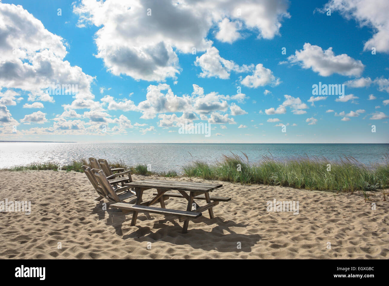 Beautiful beach on Cape Cod with pretty sky and big clouds in ...