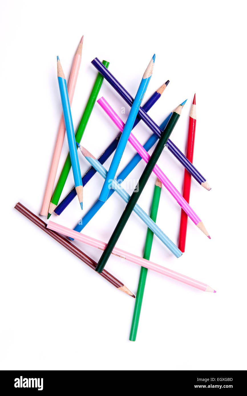 Multi colored pencils Stock Photo - Alamy
