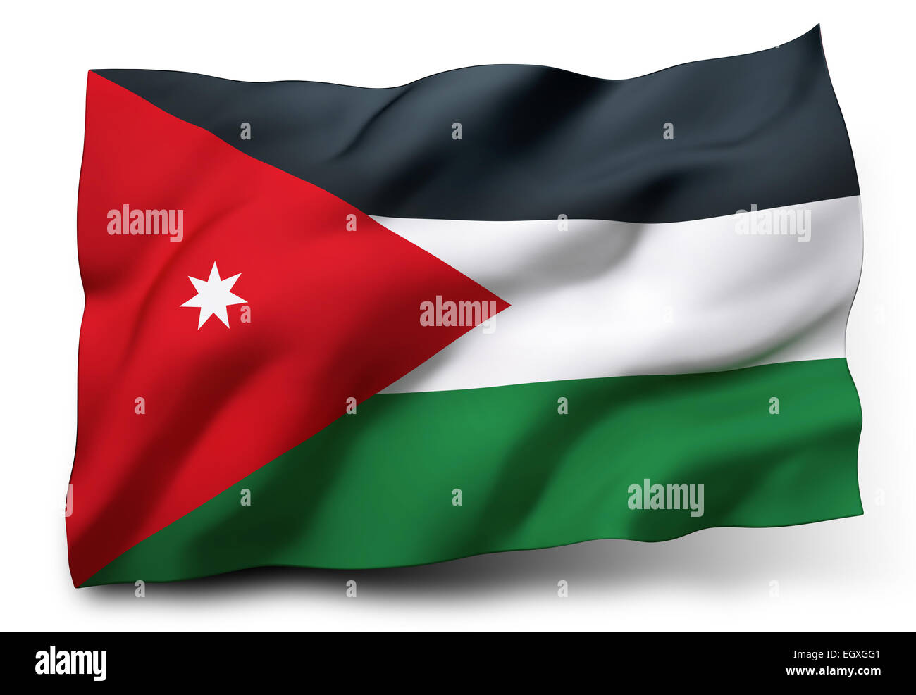 Waving flag of Jordan isolated on white background Stock Photo - Alamy
