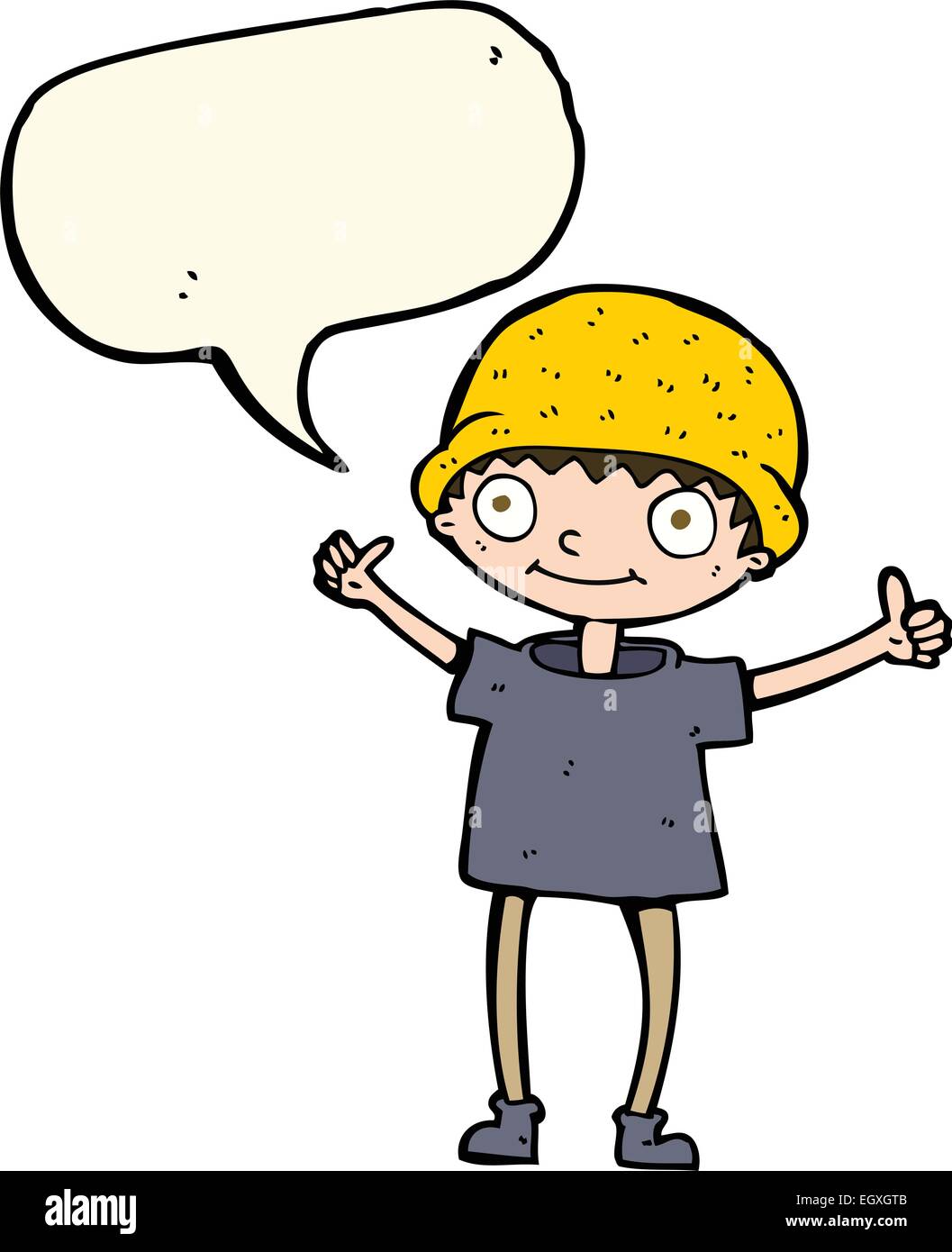 cartoon boy with positive attitude with speech bubble Stock Vector ...