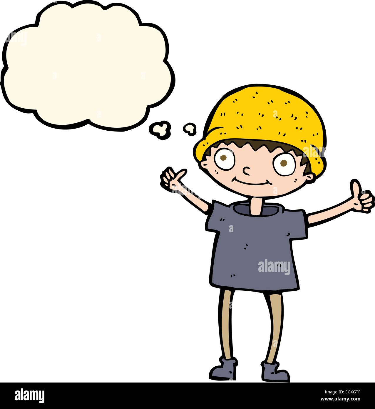 cartoon boy with positive attitude with thought bubble Stock Vector ...