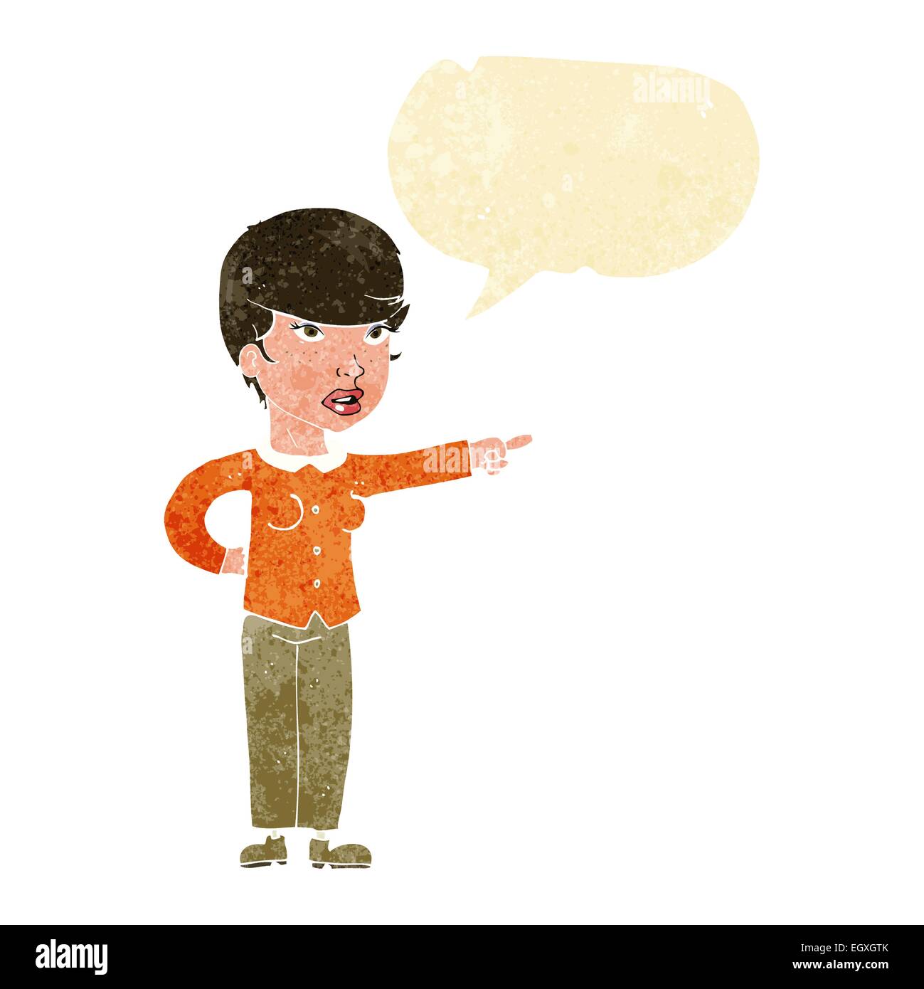 cartoon woman pointing finger of blame with speech bubble Stock Vector ...