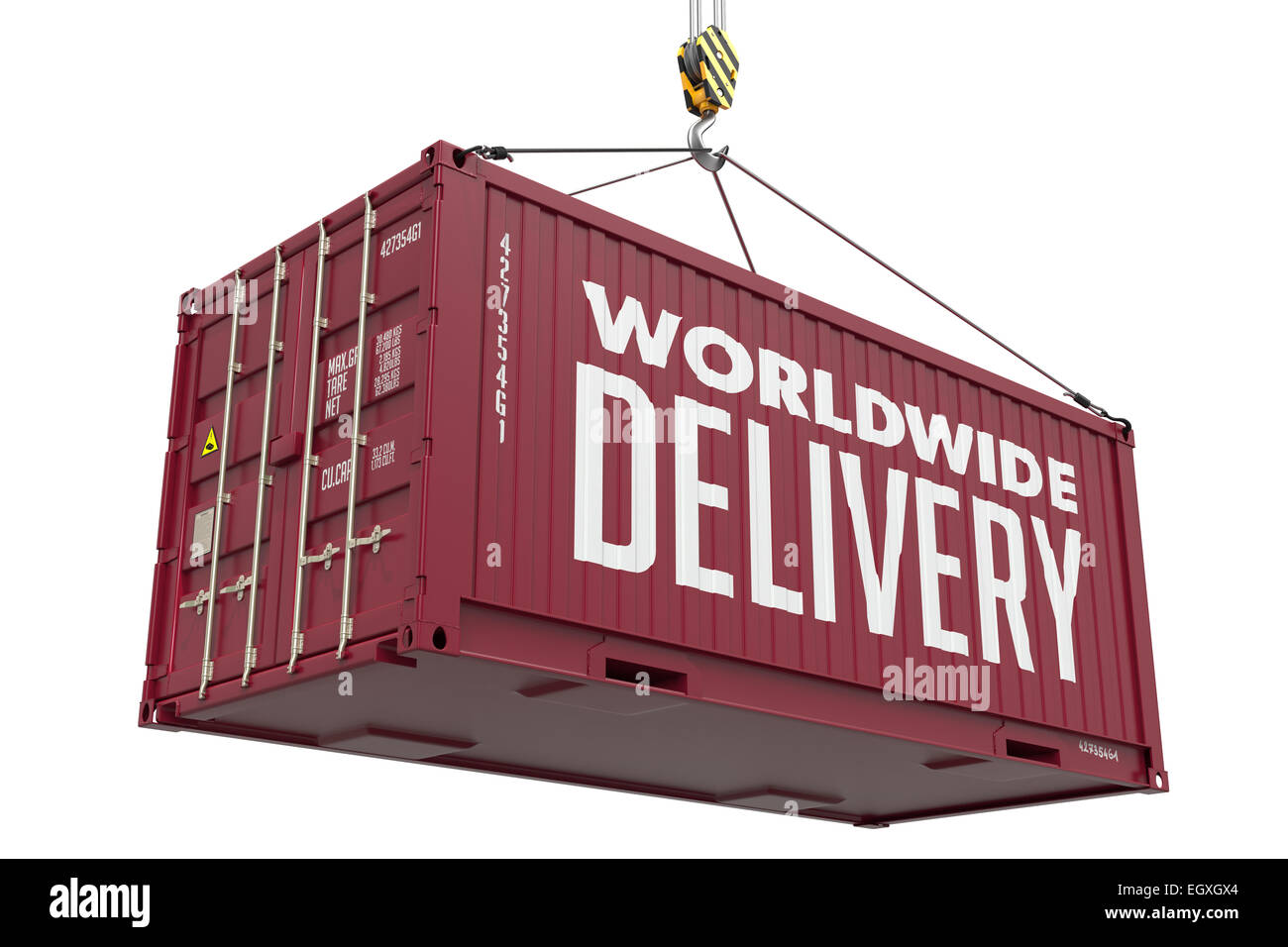 Worldwide Delivery - Brown Hanging Cargo Container Stock Photo - Alamy