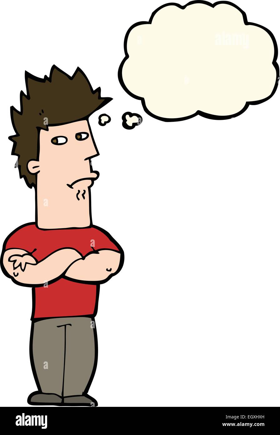 cartoon man sulking with thought bubble Stock Vector Image & Art - Alamy
