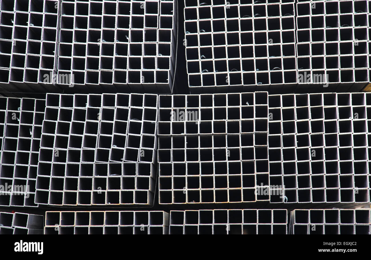 metal profile square tube for use in structures, warehouse Stock Photo ...