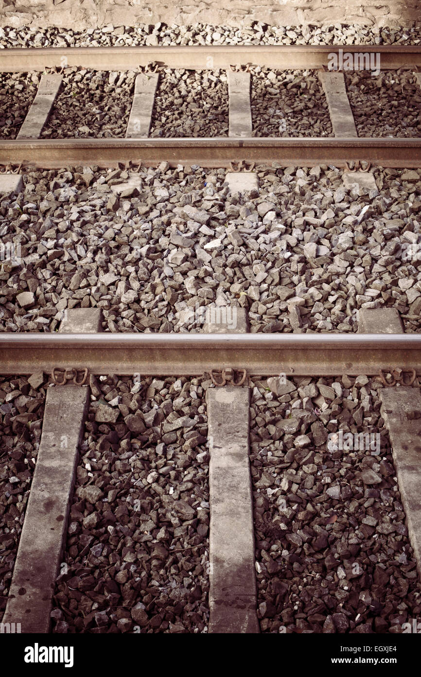 Train stop and train tracks Stock Photo - Alamy