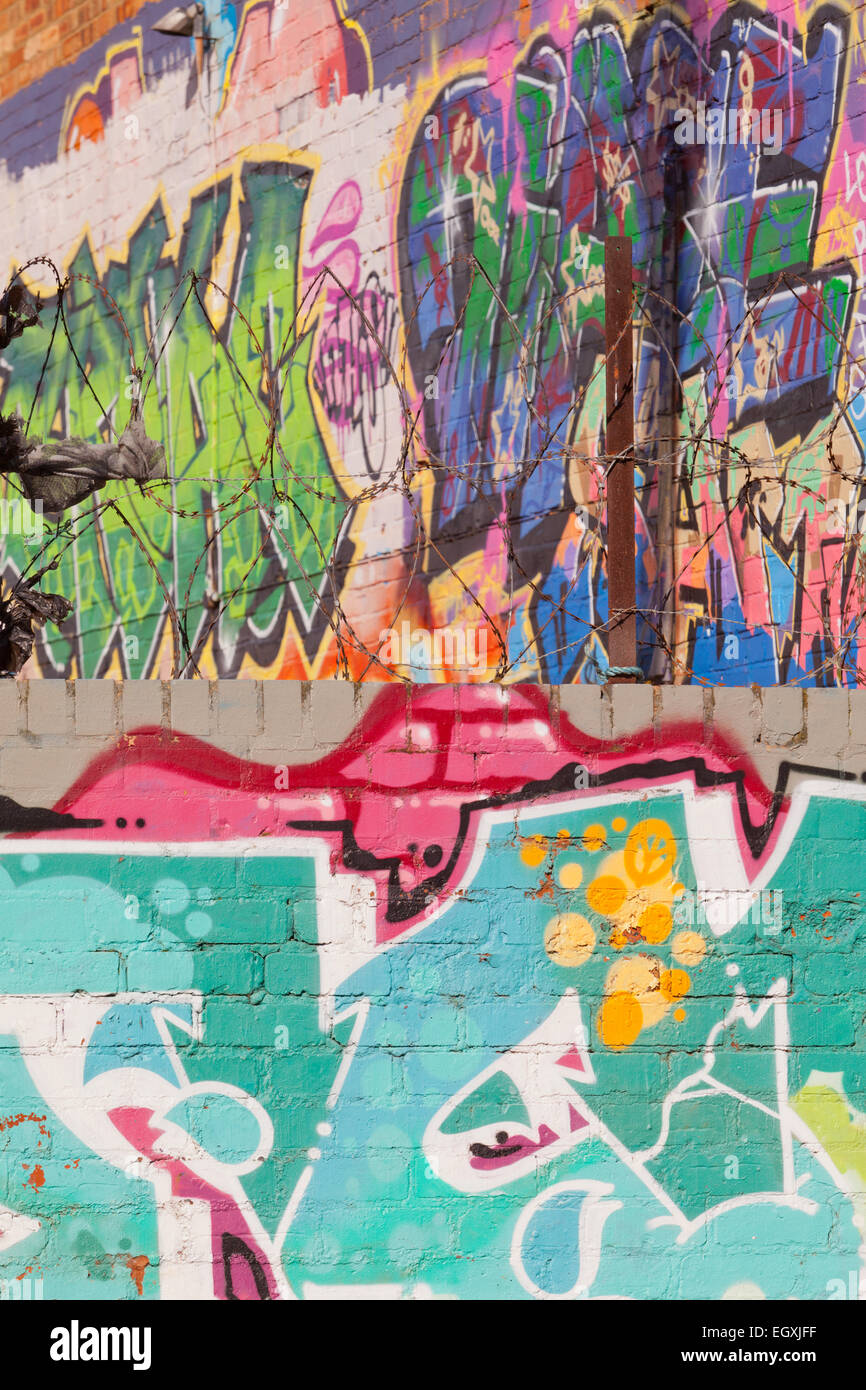 Graffiti on walls and hoardings, of a particularly high graphic and ...