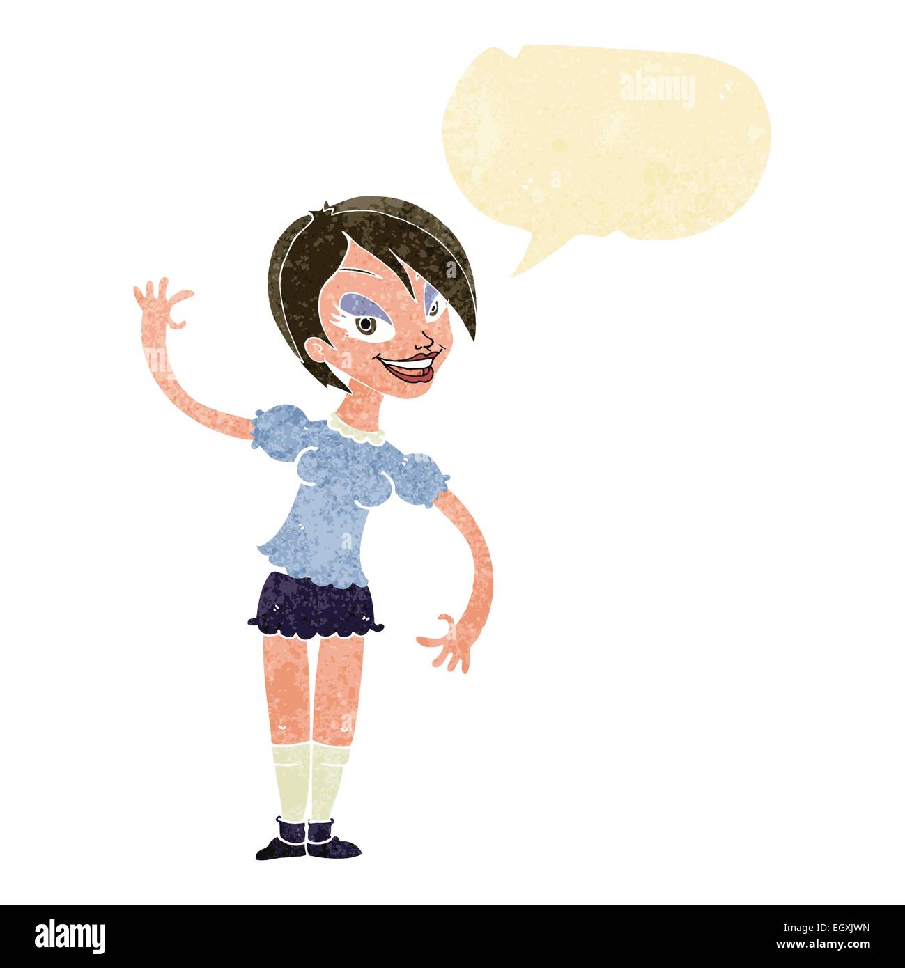 Cartoon girl waving bubble hi-res stock photography and images - Alamy
