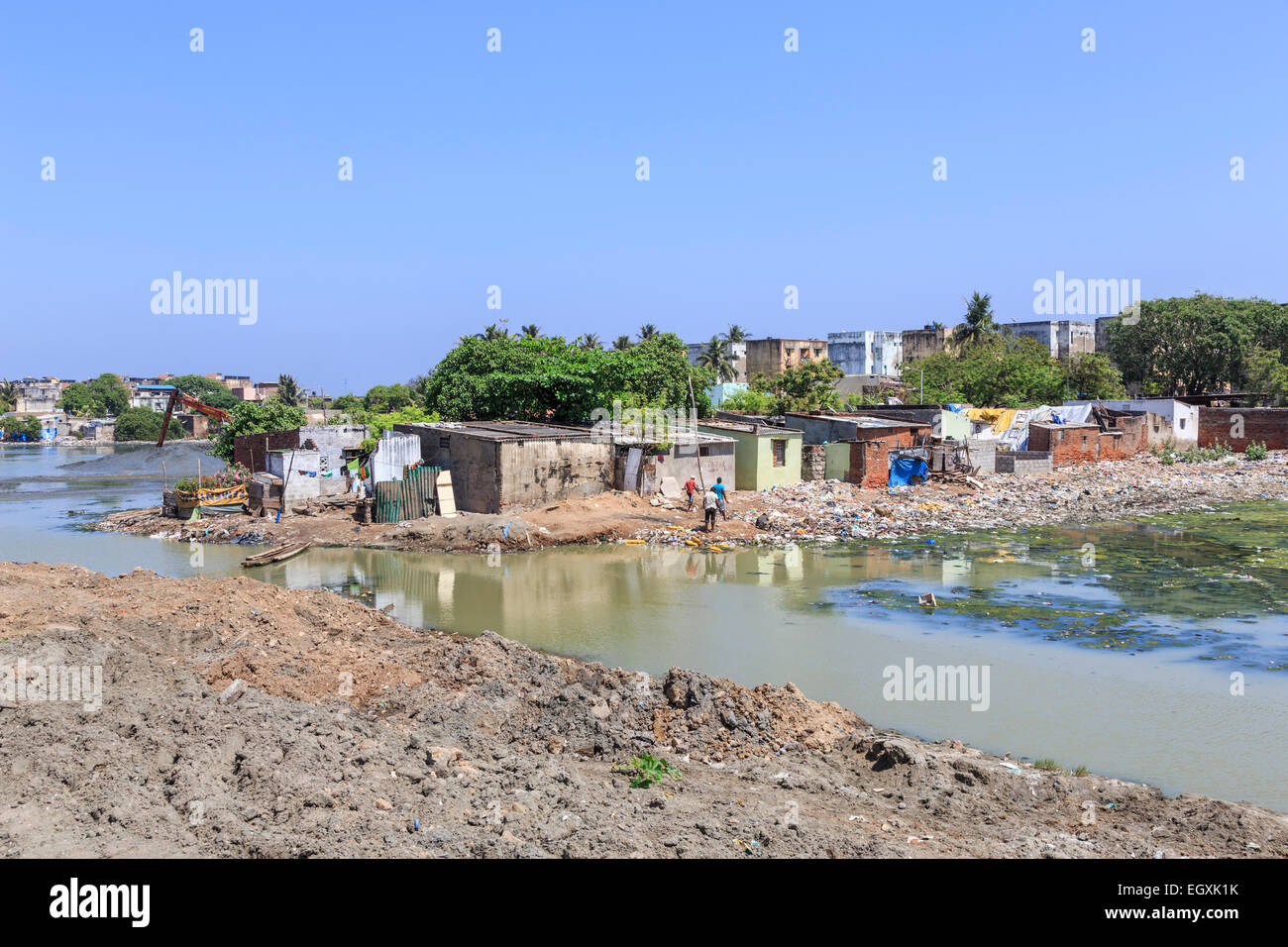 Third world poverty lifestyle: Local people sifting rubbish in slums on ...