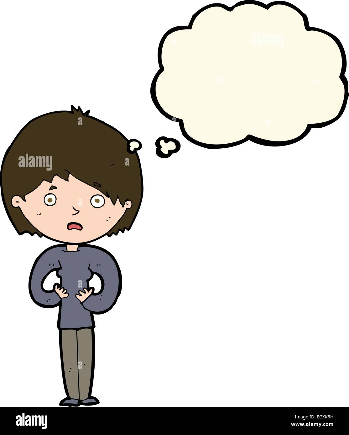 cartoon woman making Who Me? gesture with thought bubble Stock Vector ...