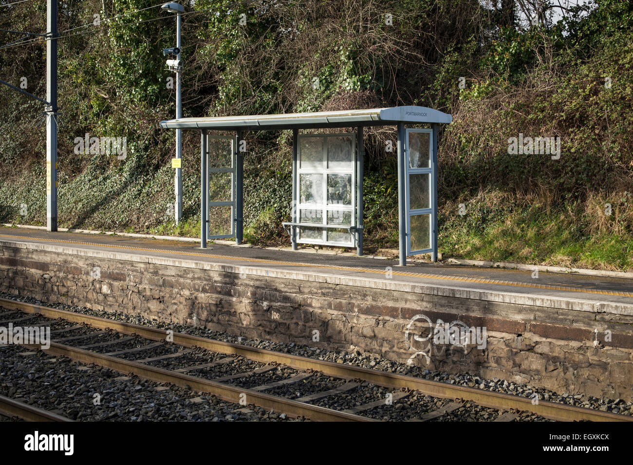 Train stop and train tracks Stock Photo - Alamy