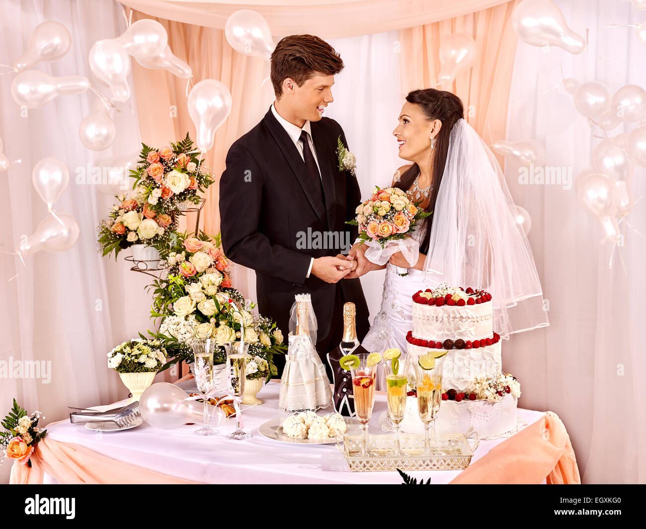 Group people at wedding table Stock Photo - Alamy