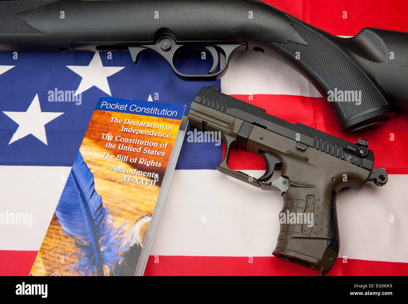 A concept image of liberty showing a pistol and rifle with the ...