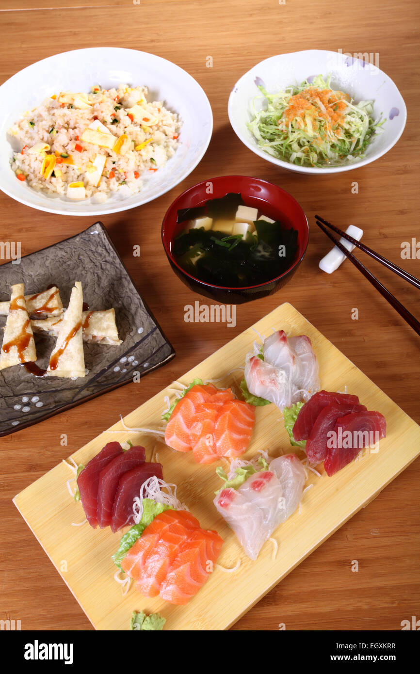 Japanese menu of fish Stock Photo - Alamy