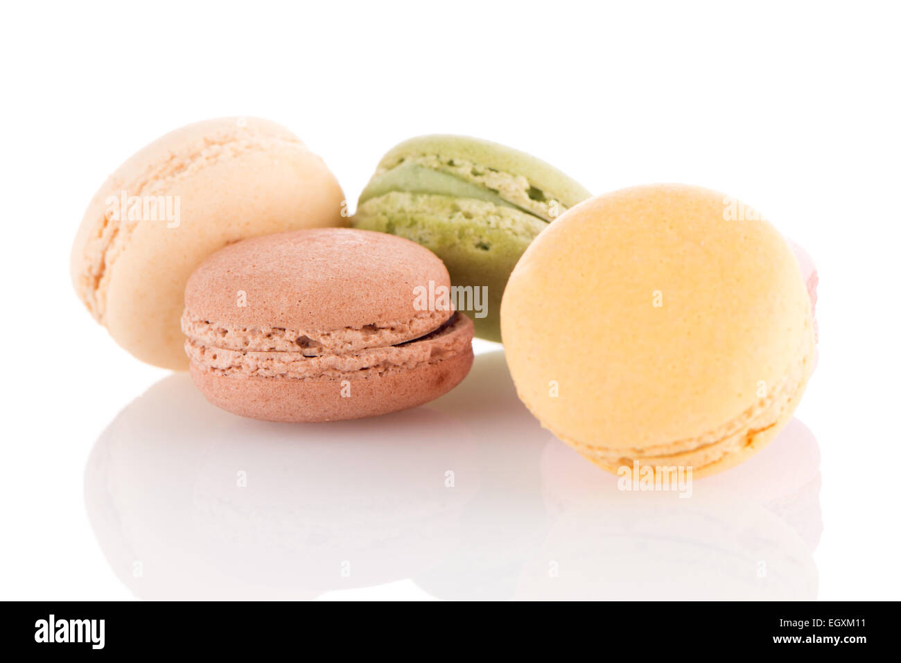 Colorful French Macarons on the white background Stock Photo - Alamy
