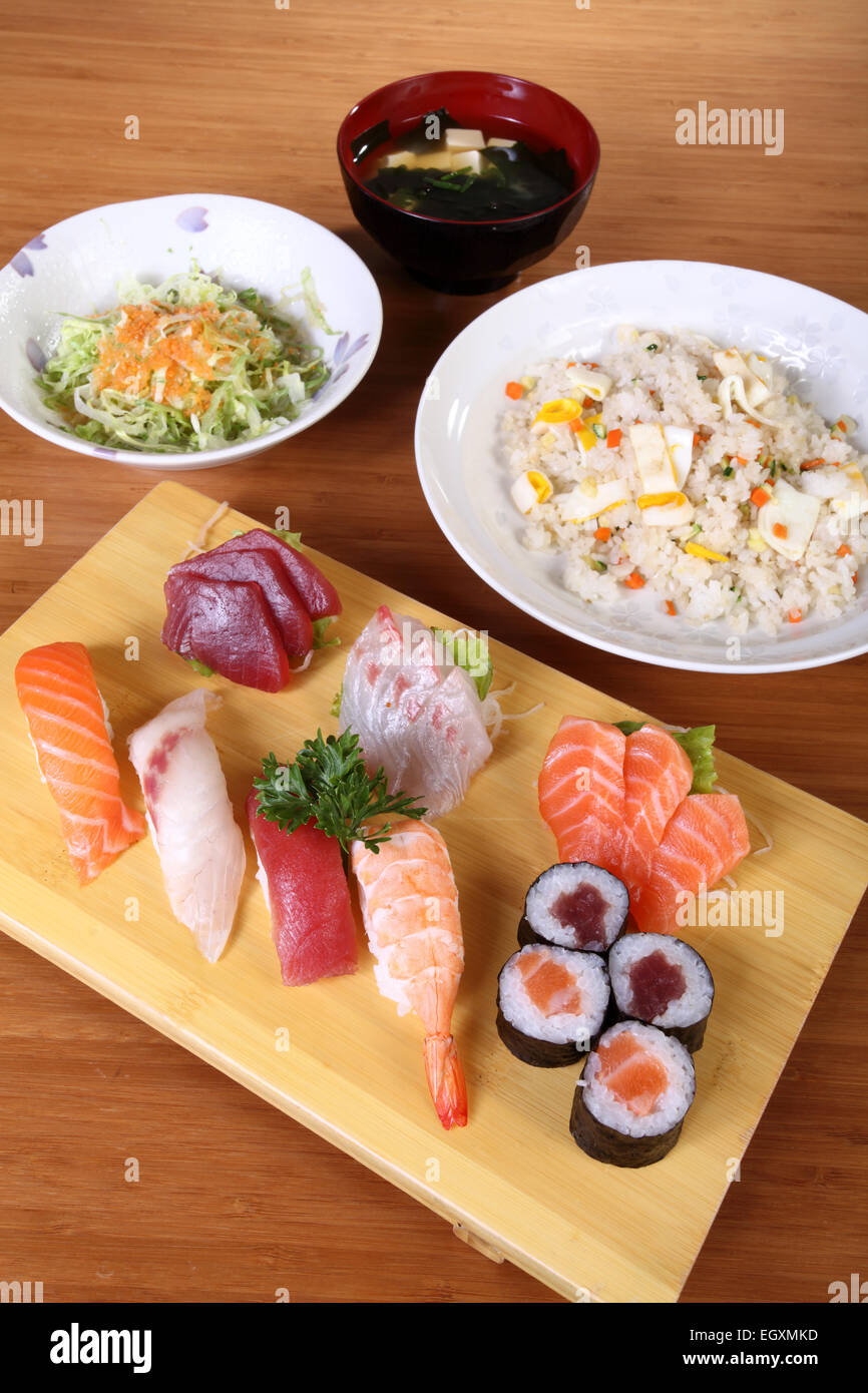 Japanese menu of fish Stock Photo - Alamy