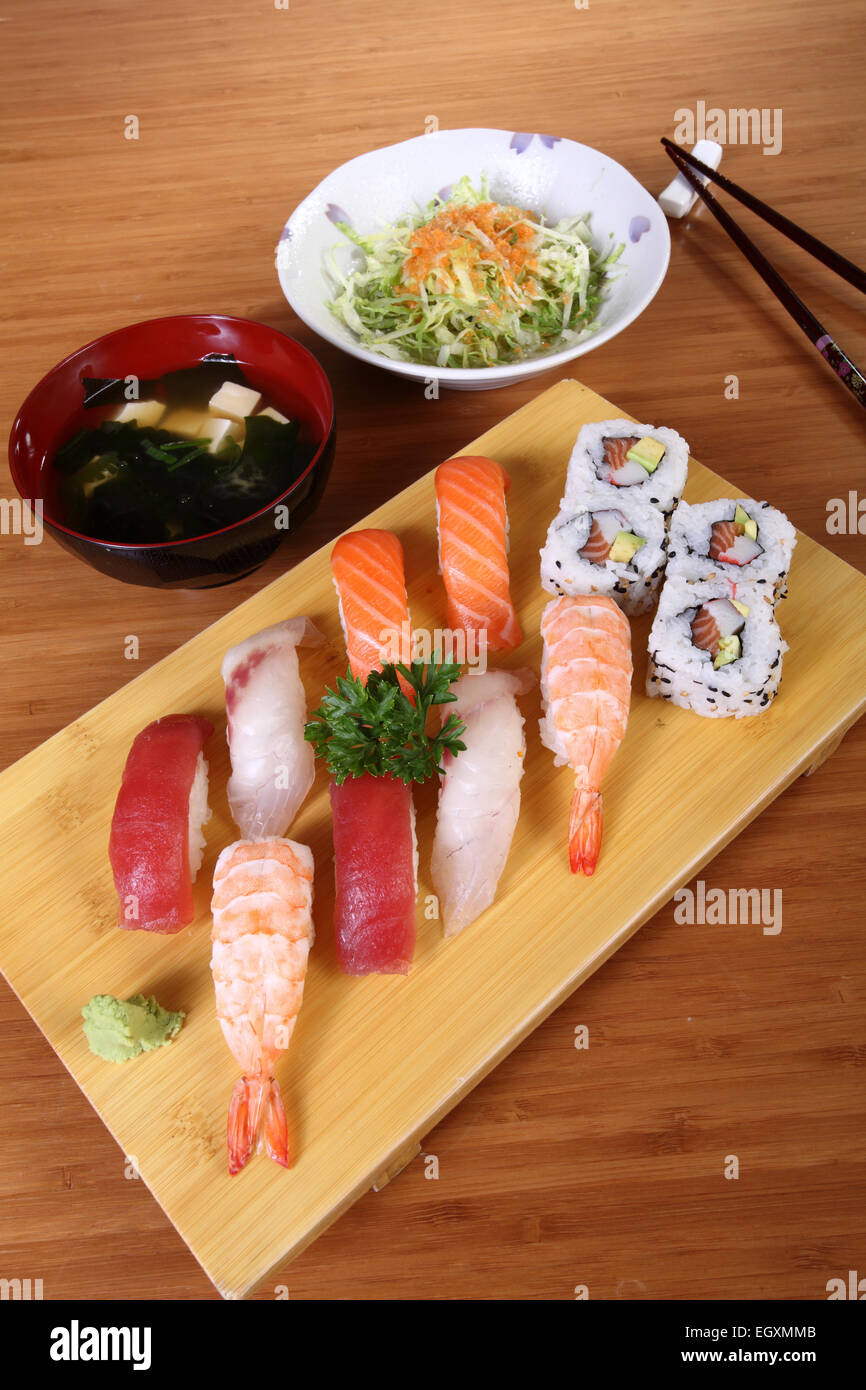 Japanese menu of fish Stock Photo - Alamy