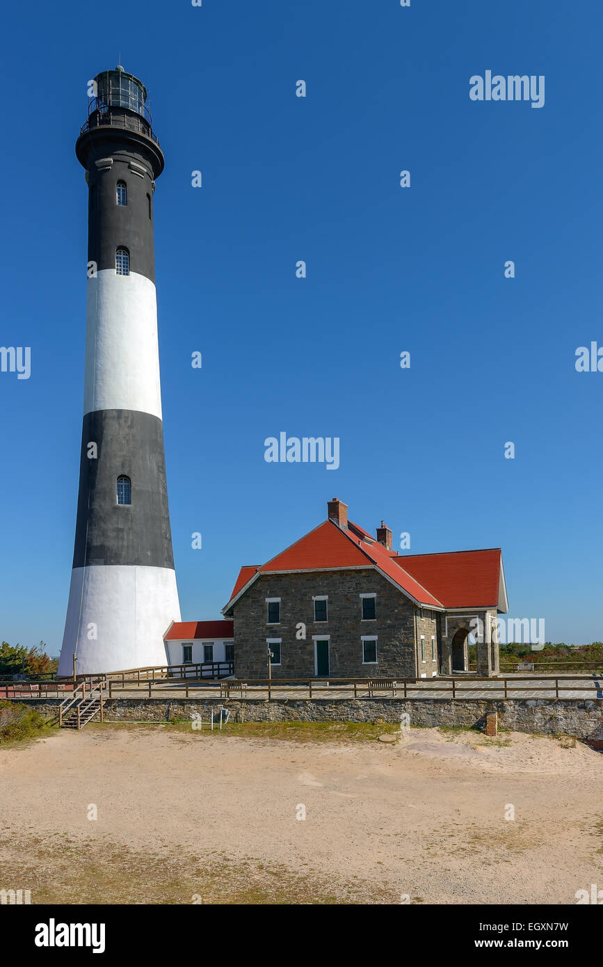 View of the historic Fire Island Lighthouse on Fire Island, New York ...
