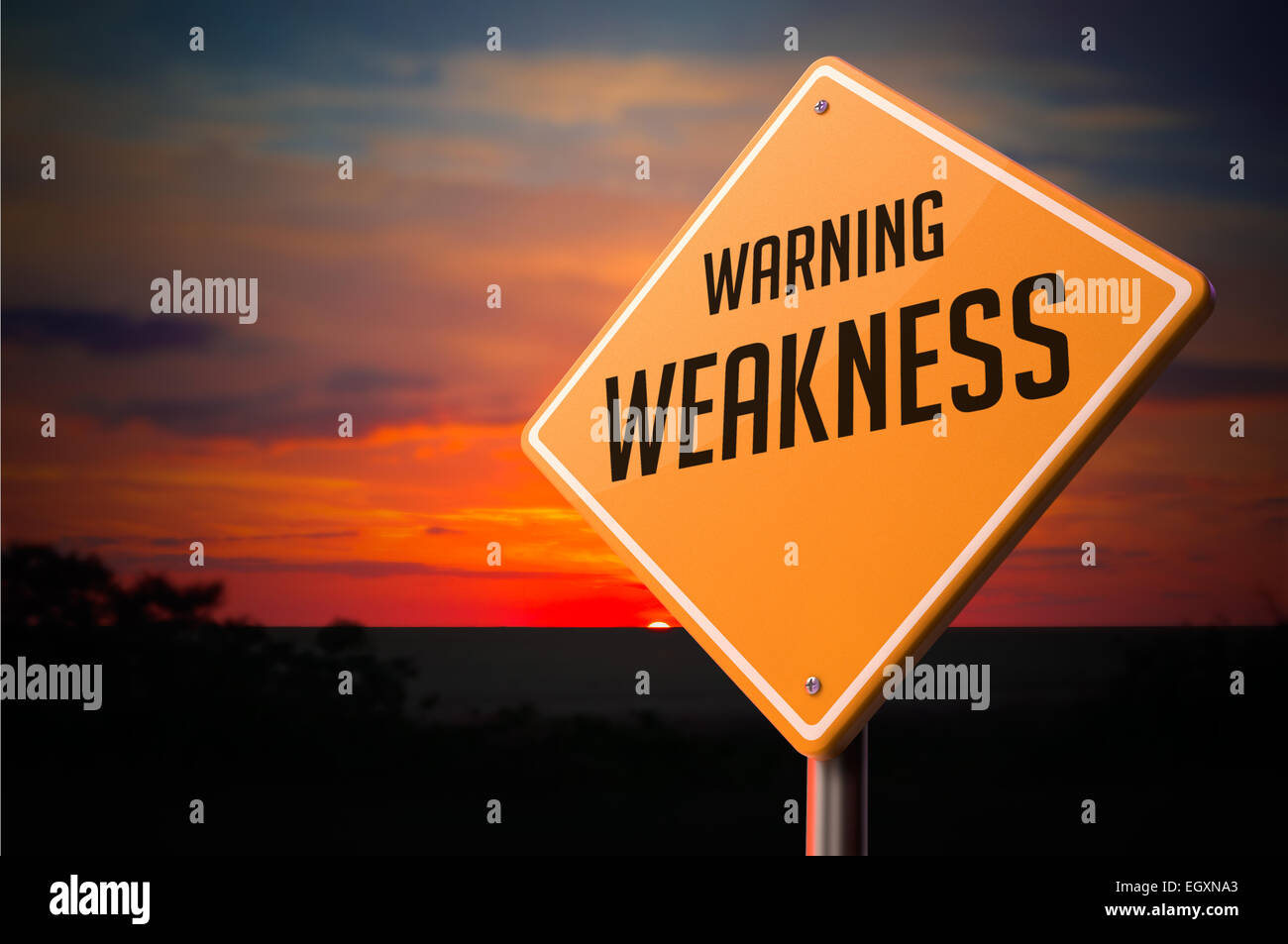 Weakness on Warning Road Sign Stock Photo - Alamy
