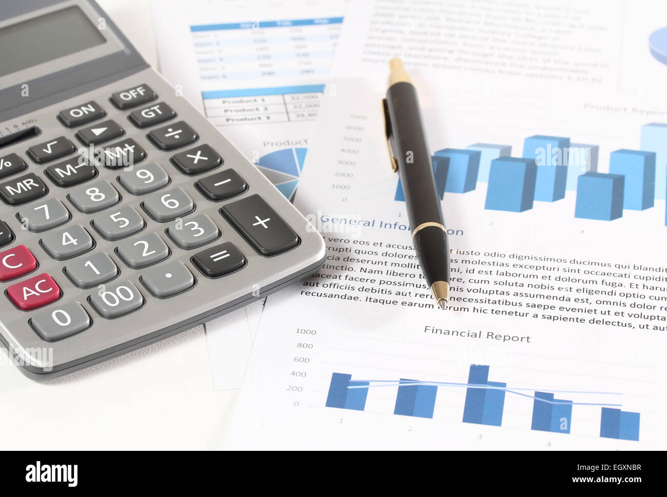image of financial report and graphics for business Stock Photo - Alamy