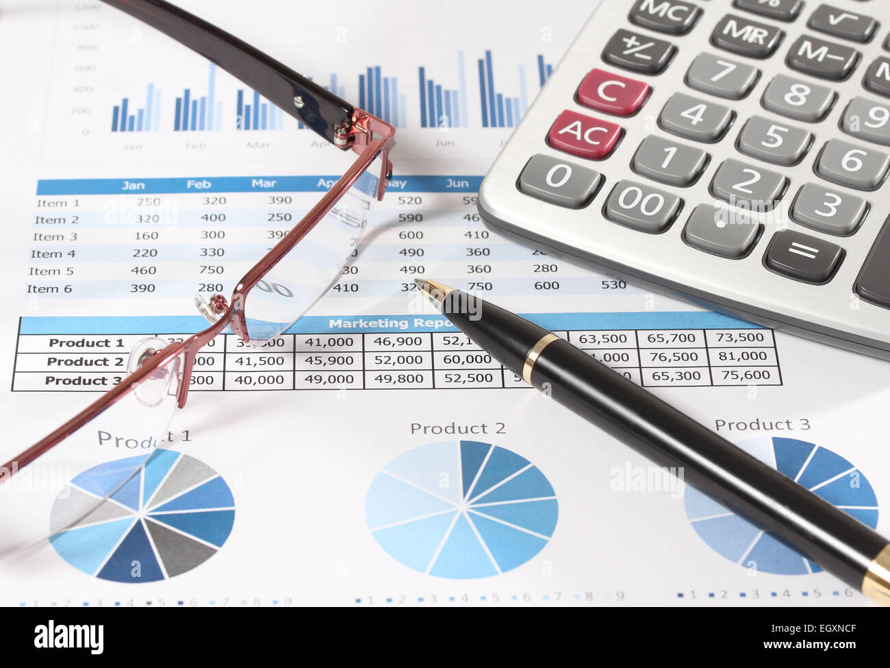 image of financial report and graphics for business Stock Photo - Alamy