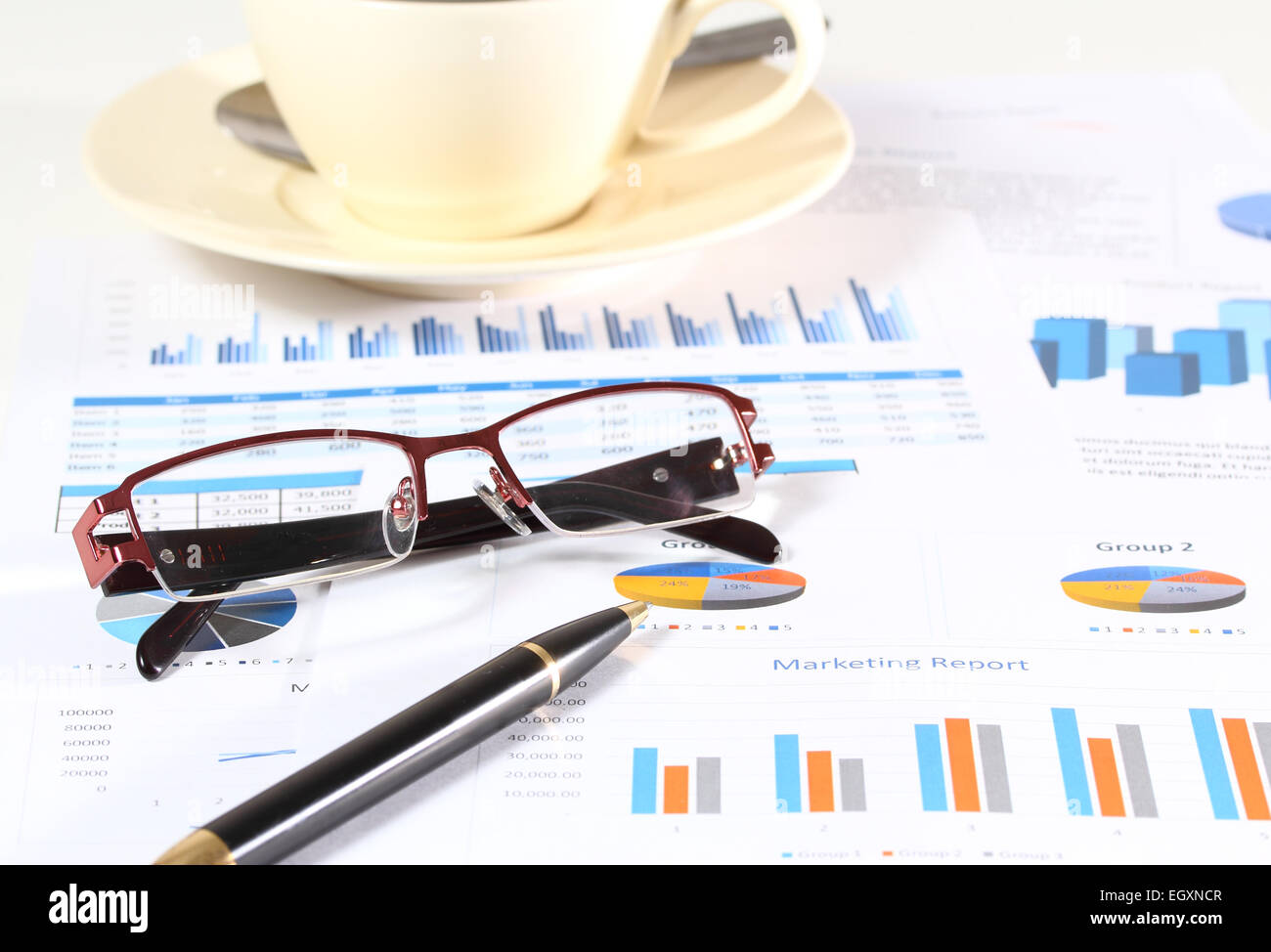 image of financial report and graphics for business Stock Photo - Alamy