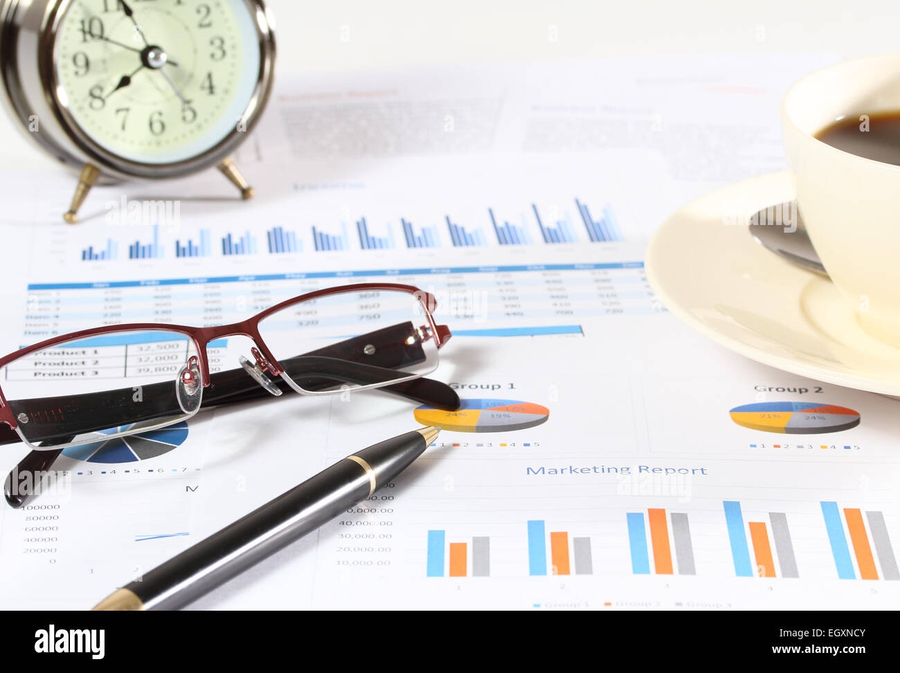 image of financial report and graphics for business Stock Photo - Alamy
