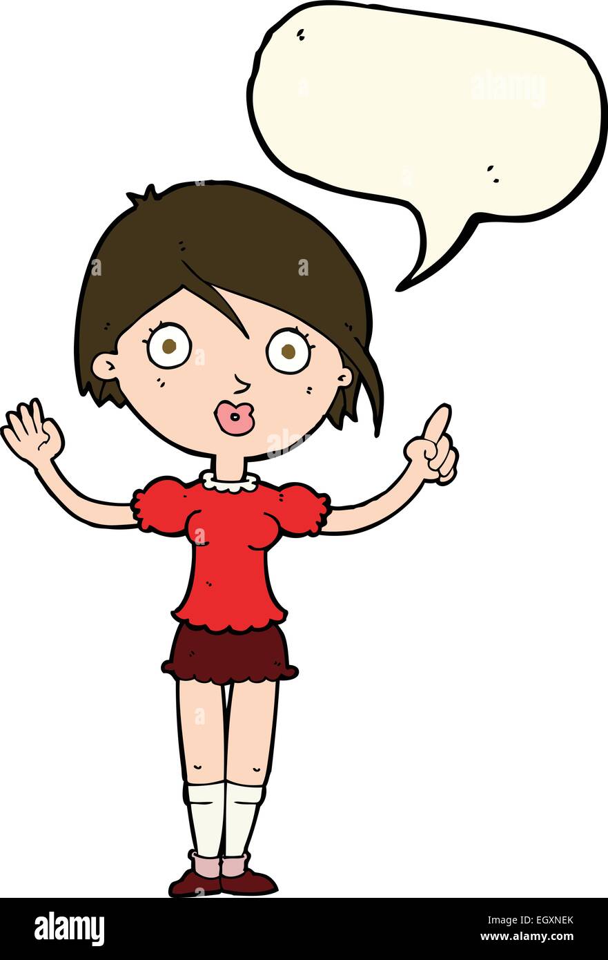 cartoon girl asking question with speech bubble Stock Vector Image ...